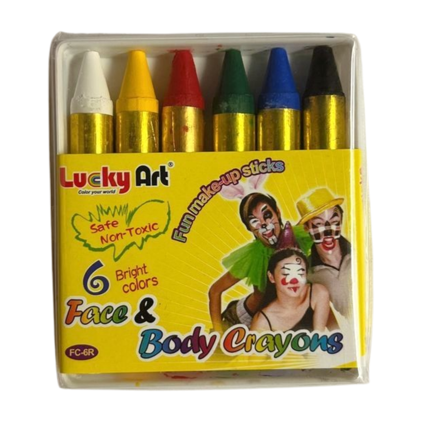 6 Regular Colors Face and Body Crayons